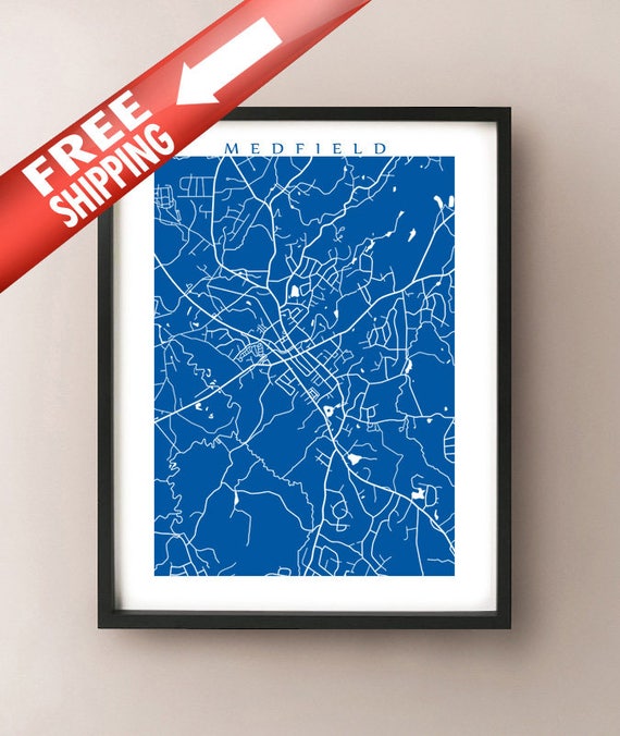 Medfield MA Map Print Massachusetts Poster | Etsy