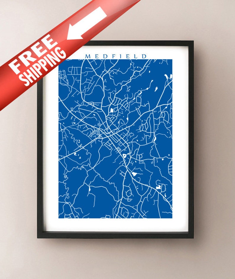Medfield MA Map Print Massachusetts Poster | Etsy