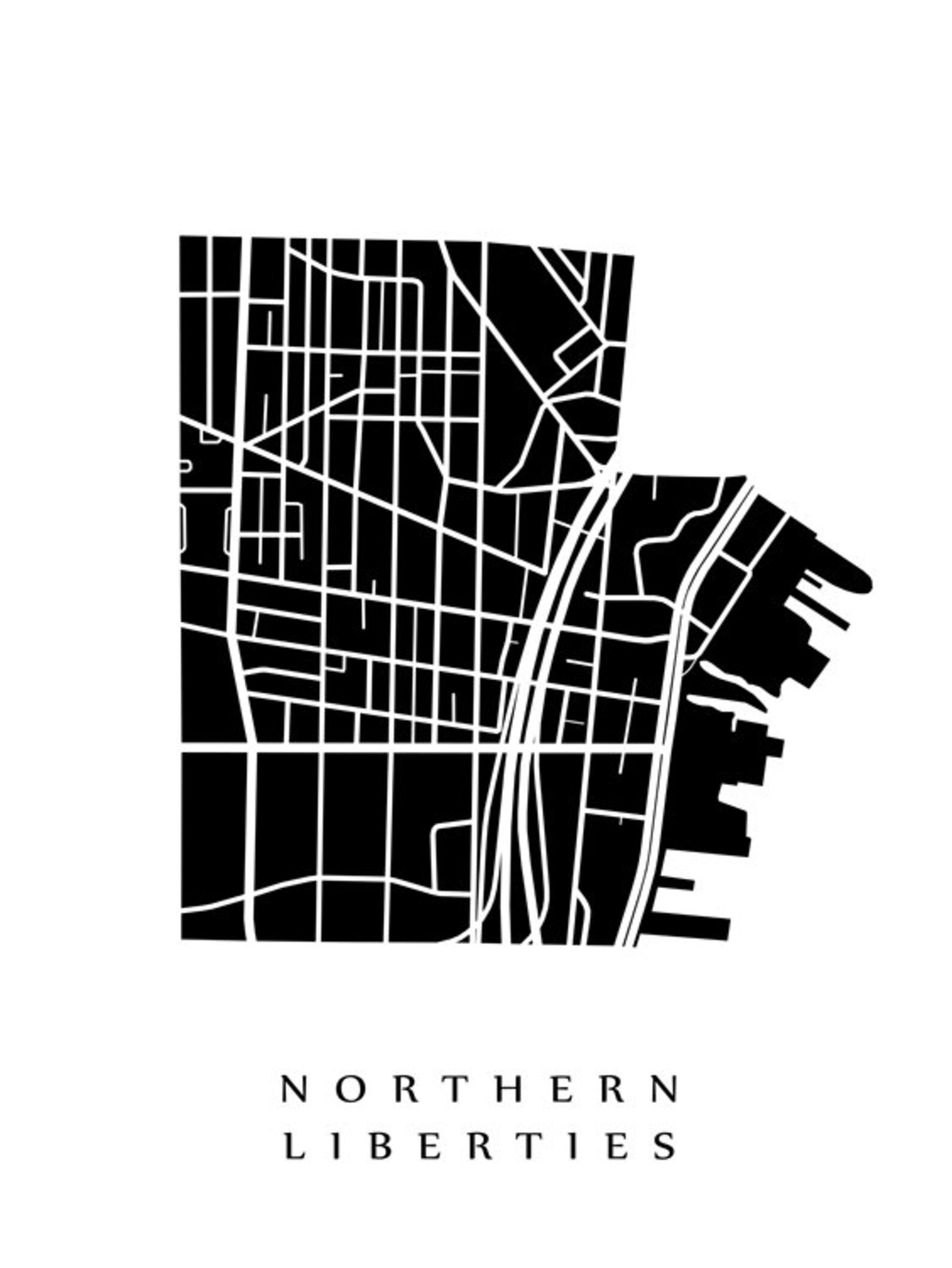 Northern Liberties Map Philadelphia Neighbourhood Art Print | Etsy