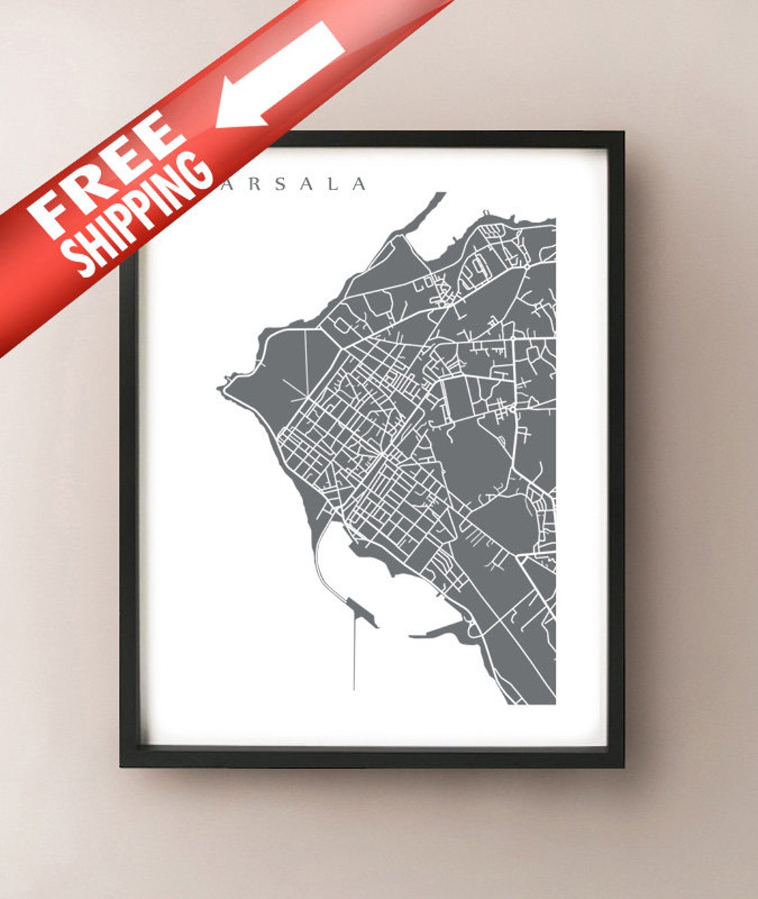 Marsala, Sicily - Italy Map Print - Etsy