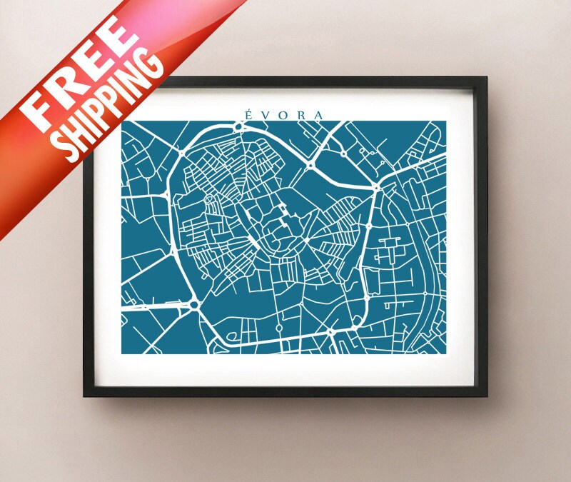 Évora Map Print Portugal Art Poster | Etsy Canada
