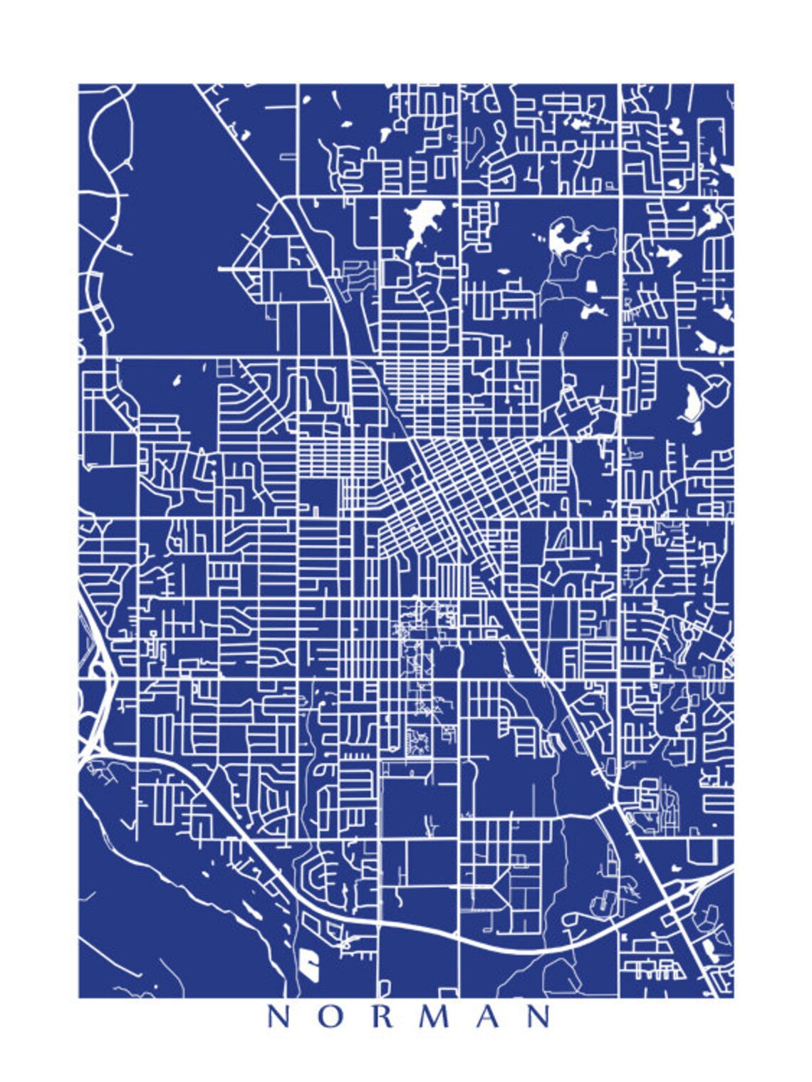 Norman OK City Map Print - Etsy