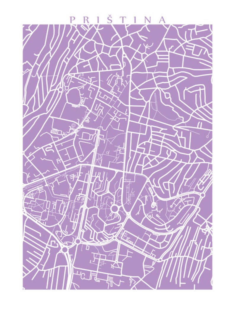 Priština Map - Prishtina, Kosovo Poster - Etsy
