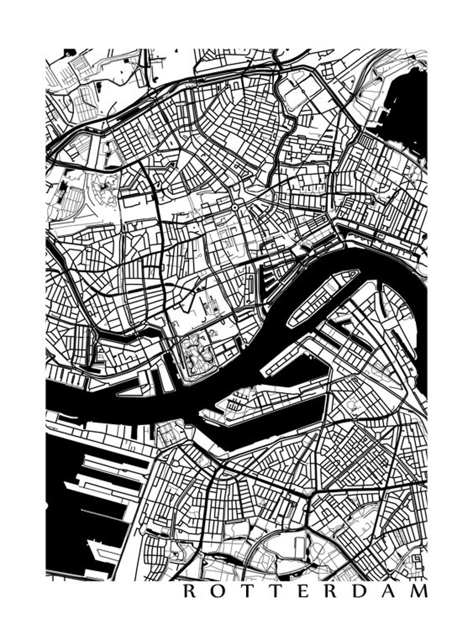 Rotterdam Map Art Poster Print Customize Your Map Choose - Etsy