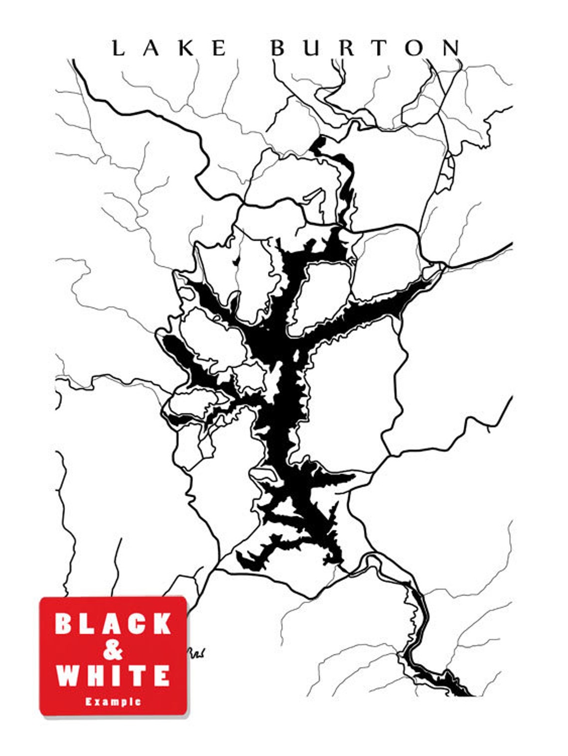 Lake Burton, GA Map Print - Rabun County, Georgia Poster - Etsy