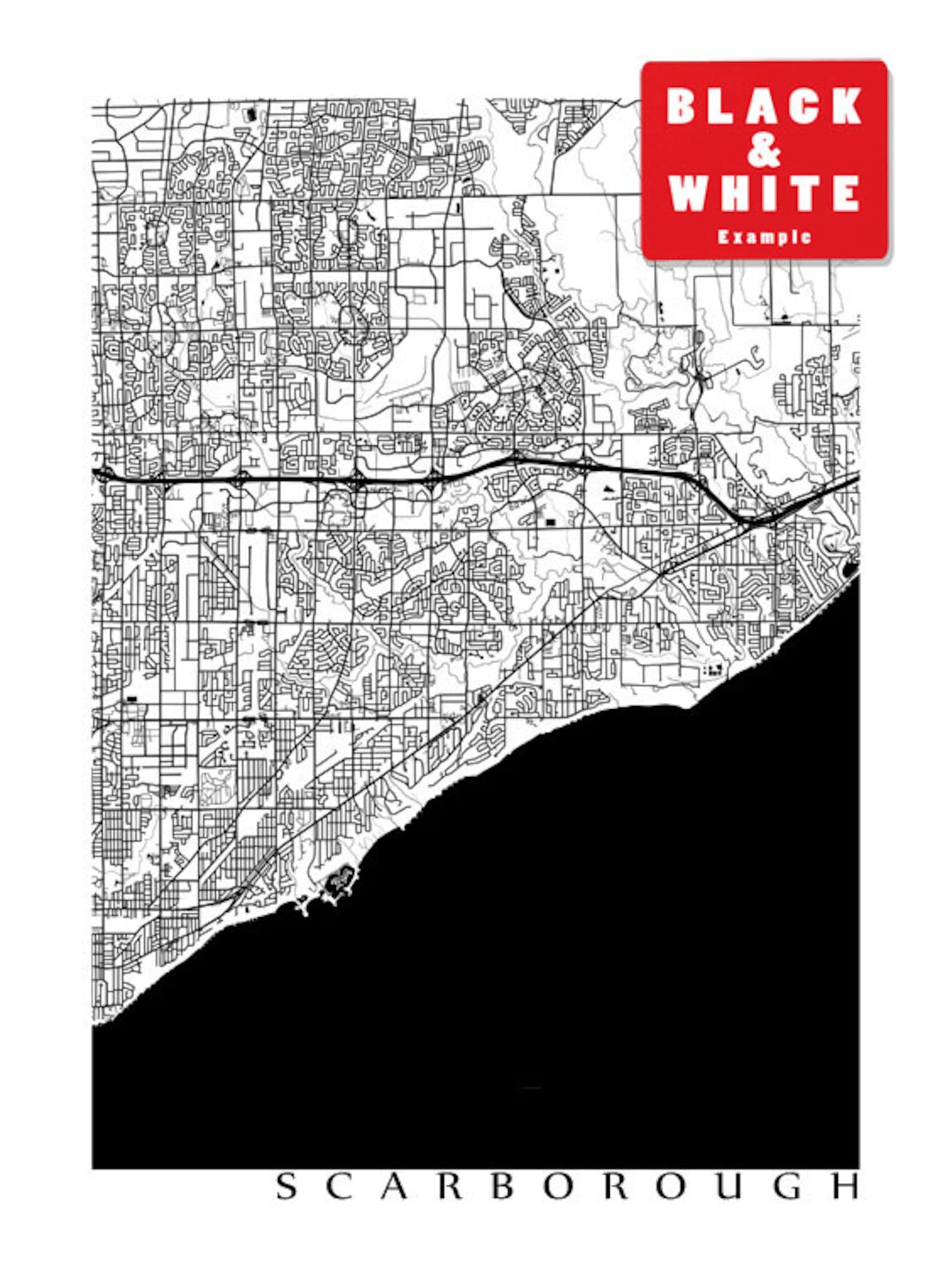 Scarborough Map Print Toronto Poster Art - Etsy Canada