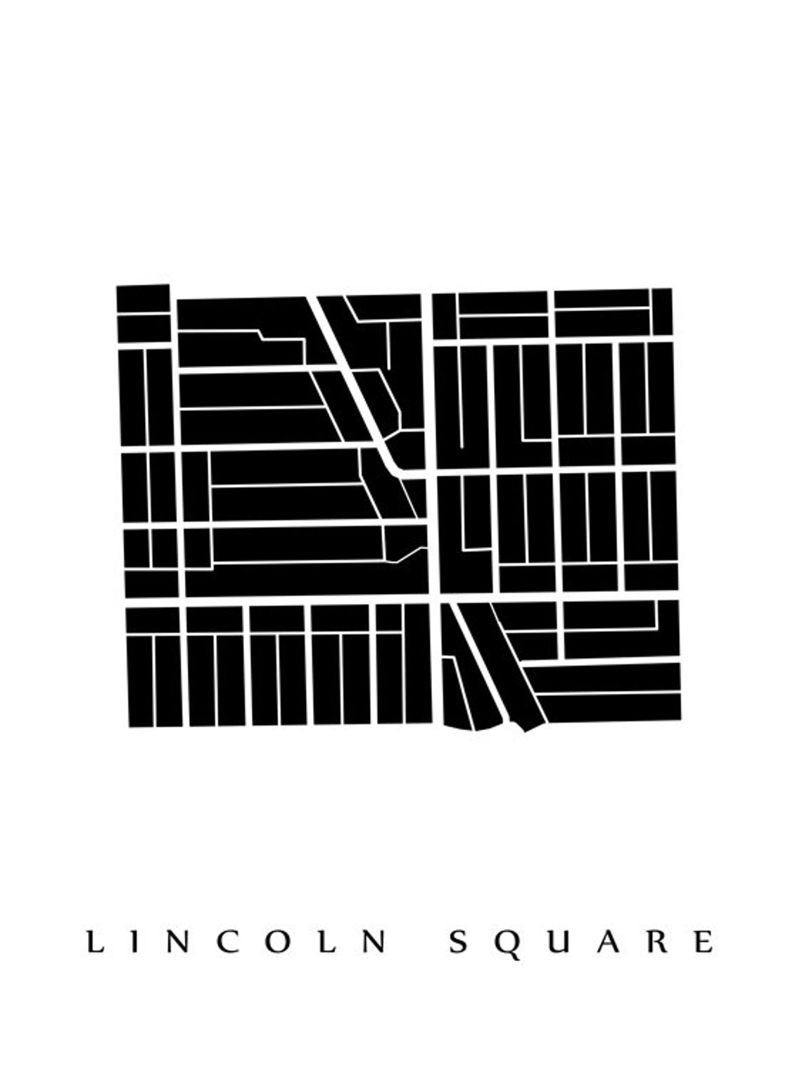 Lincoln Square Map Chicago Neighbourhood Art Print - Etsy