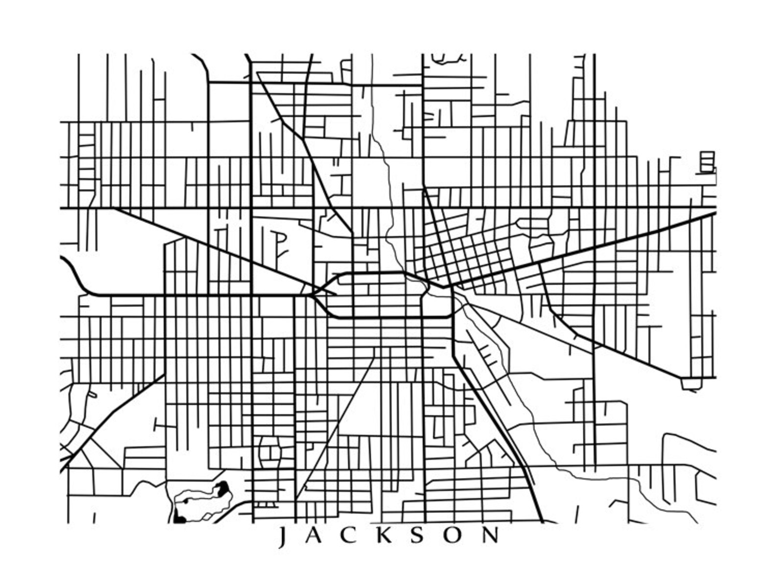 Jackson Map Print - Michigan Poster - Etsy