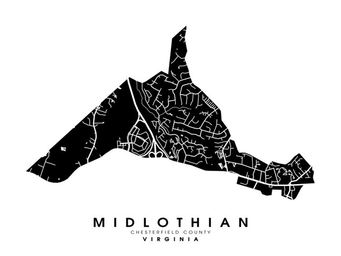 Midlothian VA City Limits Map Print - Etsy