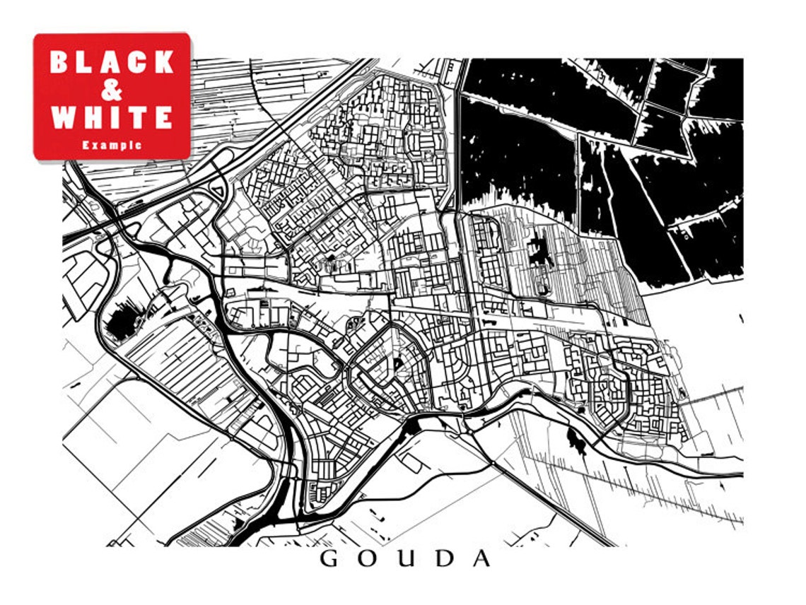 Gouda Map Print Netherlands Poster | Etsy