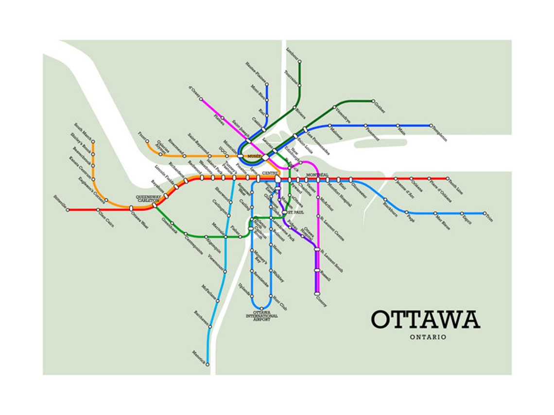 Ottawa Metro Fictional Subway Style Map Art Print - Etsy