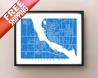 1943 Map of the City of Sturgeon Bay Door County Wisconsin - Etsy