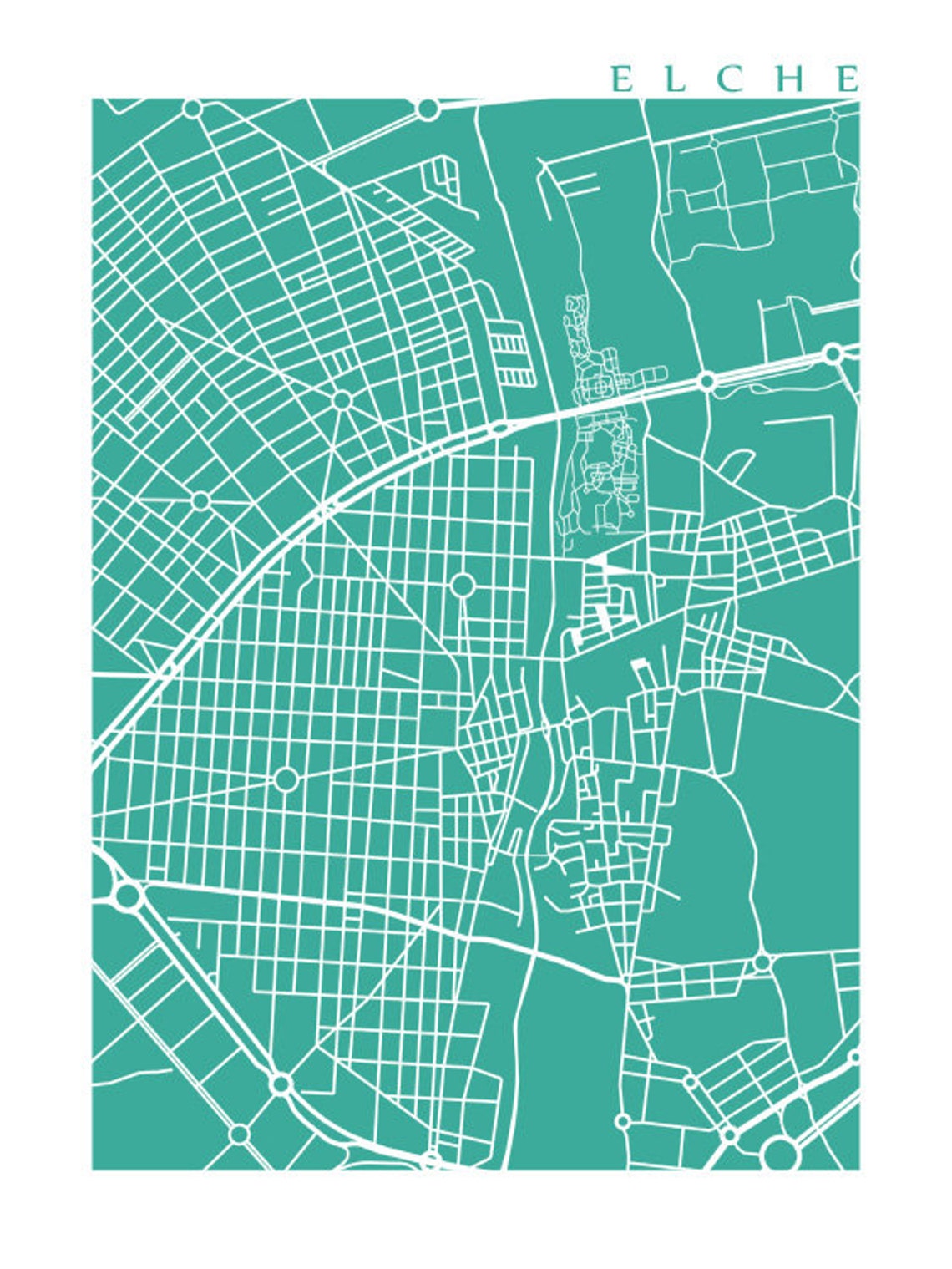 Elche Map Elx Spain Art Print - Etsy Australia