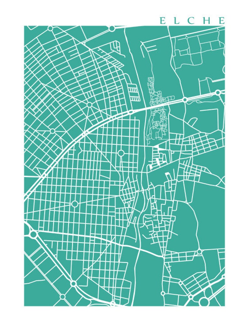 Elche Map Elx Spain Art Print - Etsy