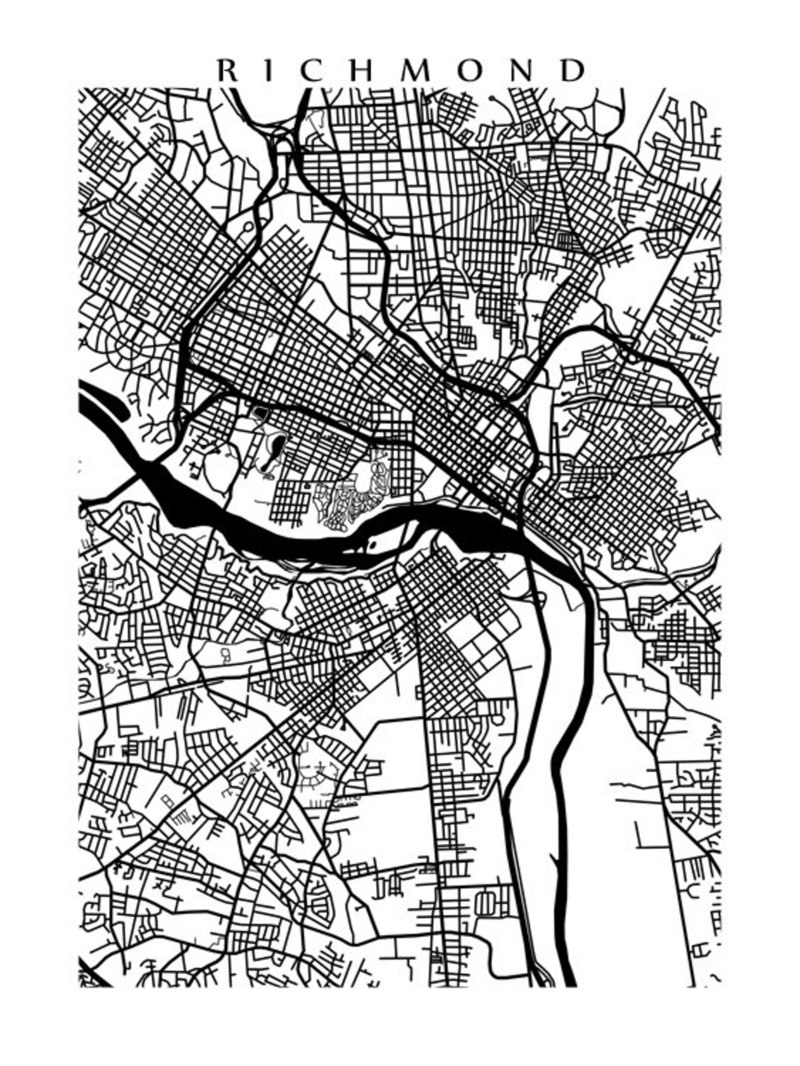 Richmond Map Print Virginia Poster Art - Etsy