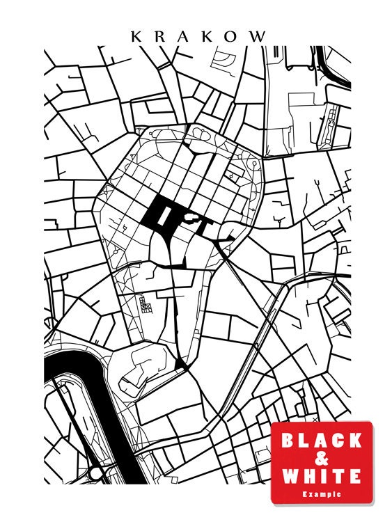Krakow City Map Art Poster Print Cracow Poland - Etsy Canada