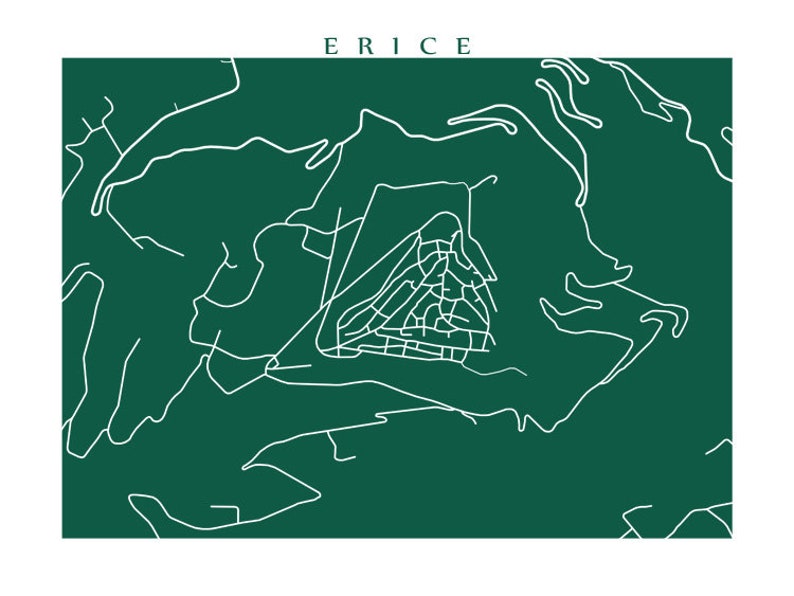 Erice, Sicily - Italy Map Print - Etsy