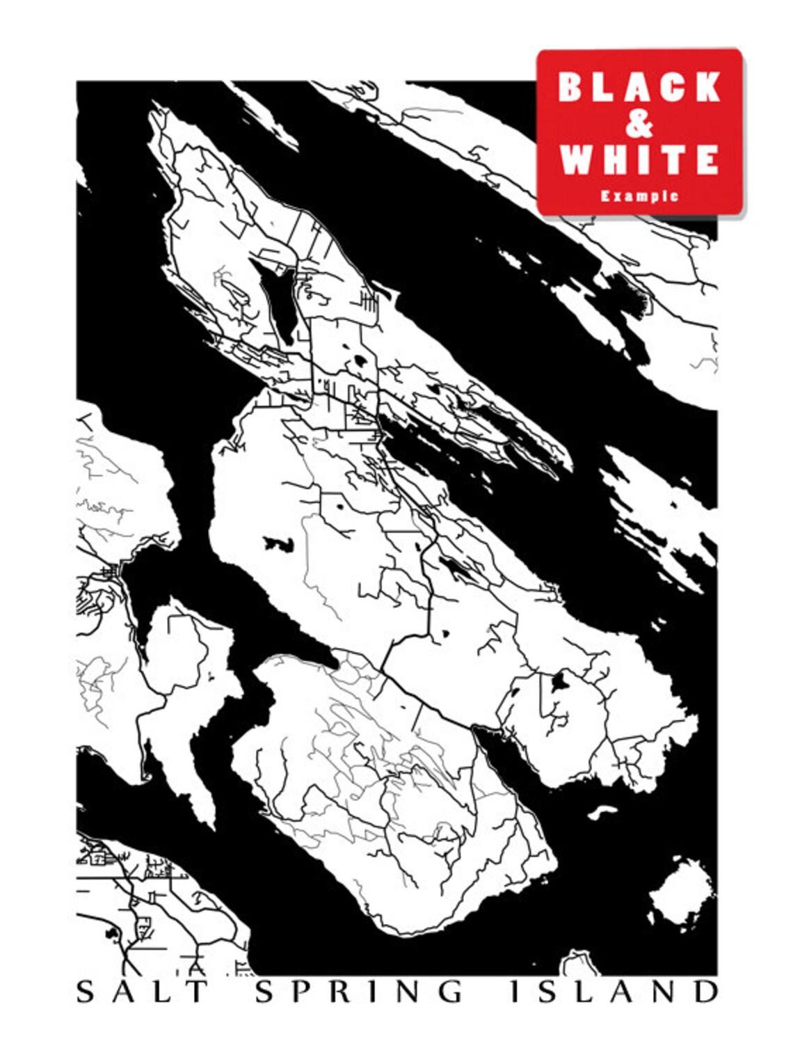 Salt Spring Island Gulf Islands BC Map Poster Print | Etsy