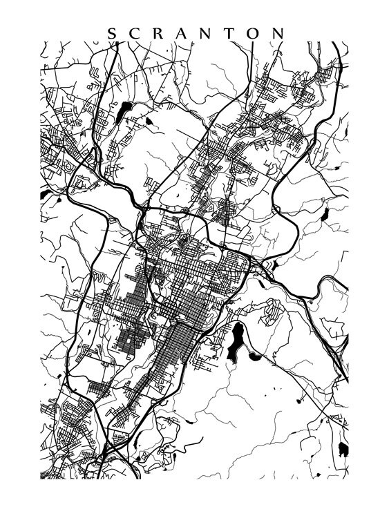 Scranton Map Pennsylvania Poster | Etsy