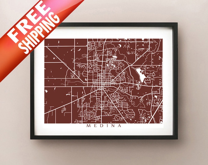Medina, OH Map - Ohio Poster Print - Etsy
