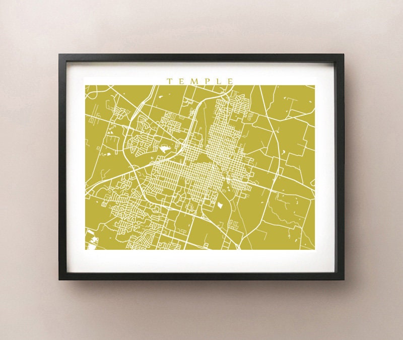Temple TX Map Print Texas Poster | Etsy