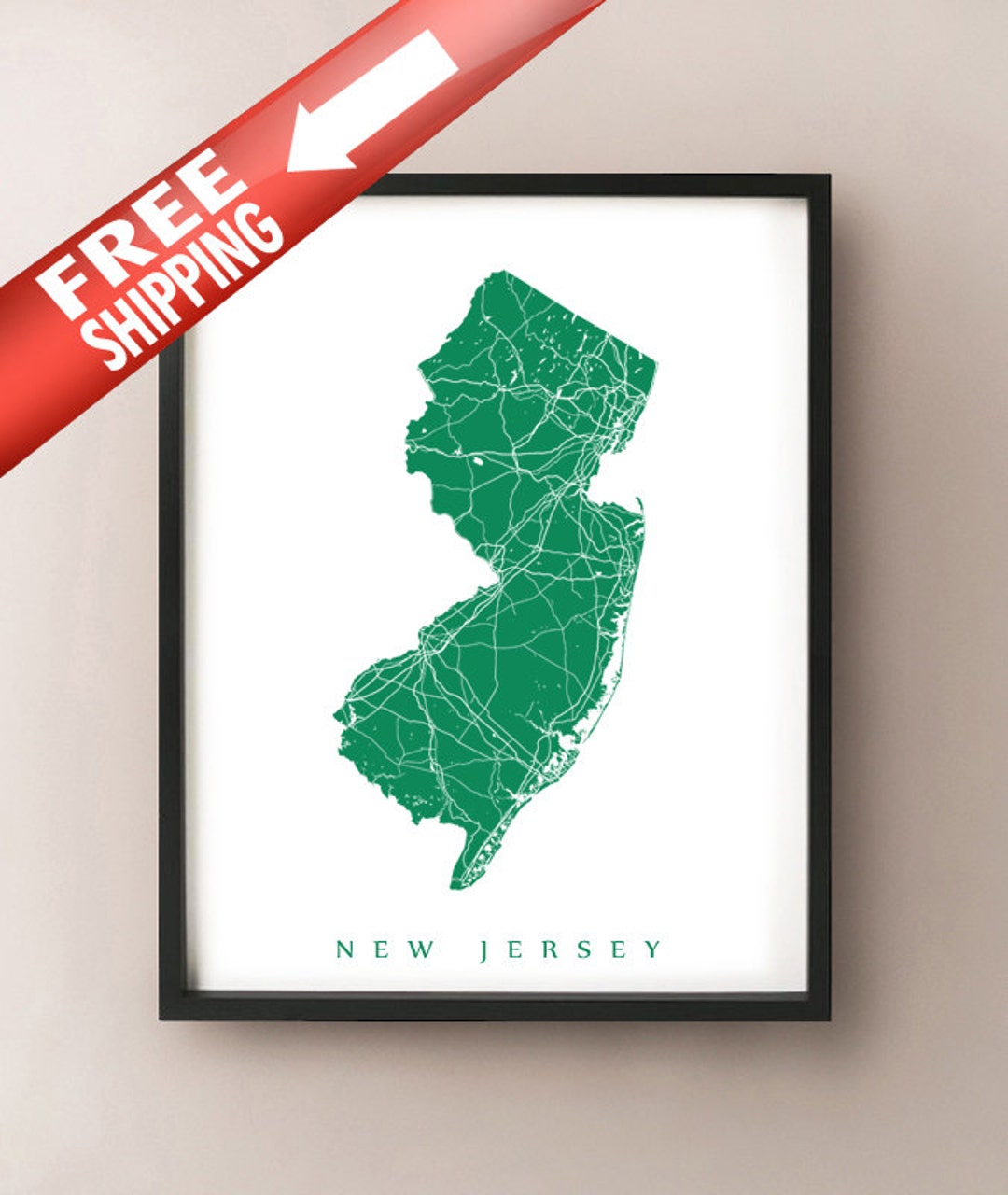 New Jersey State Map Print - Etsy