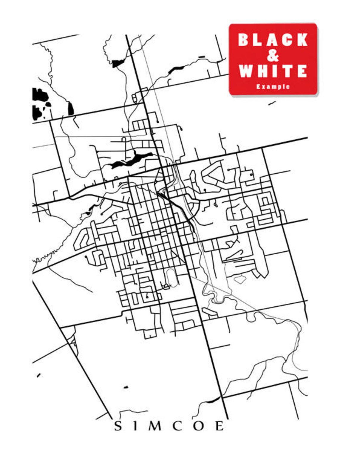 Simcoe ON Map Ontario Poster Art | Etsy