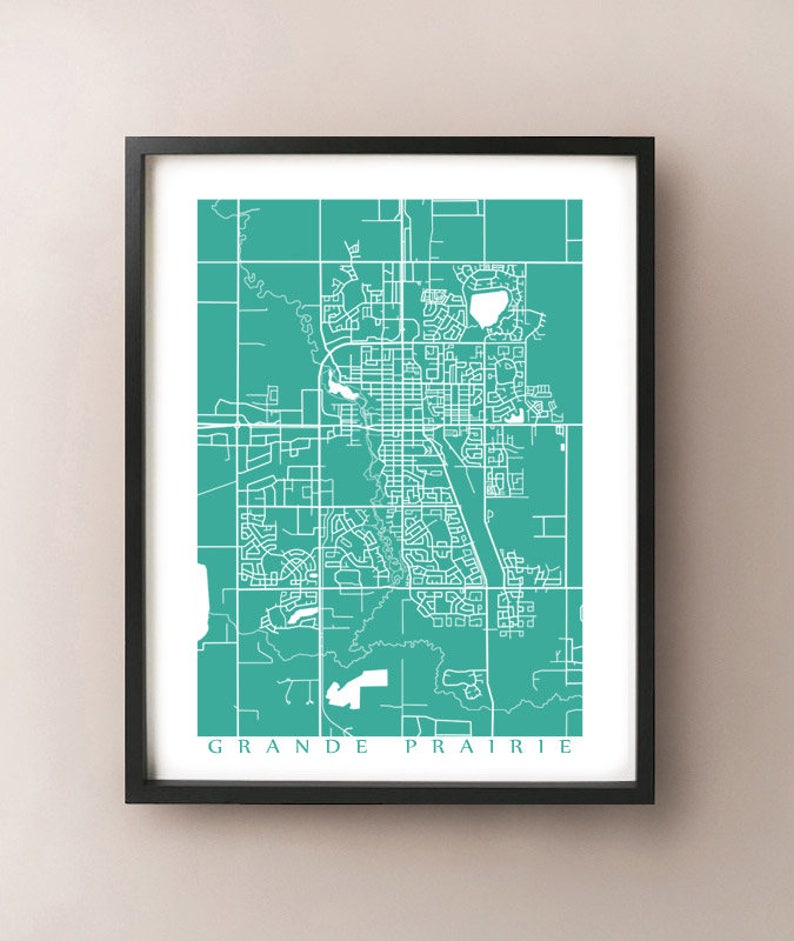 Grande Prairie Map Print Alberta Poster Modern Home Decor - Etsy