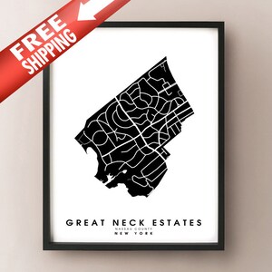 Great Neck Estates, NY - City Limits Map Print - Etsy
