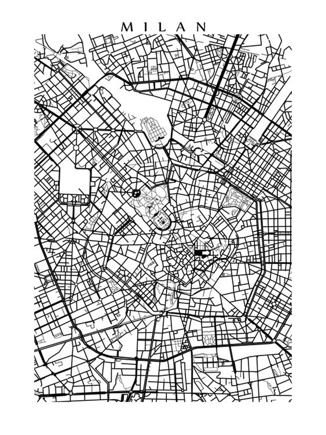 Milan Map Print Italy Art Poster - Etsy Canada