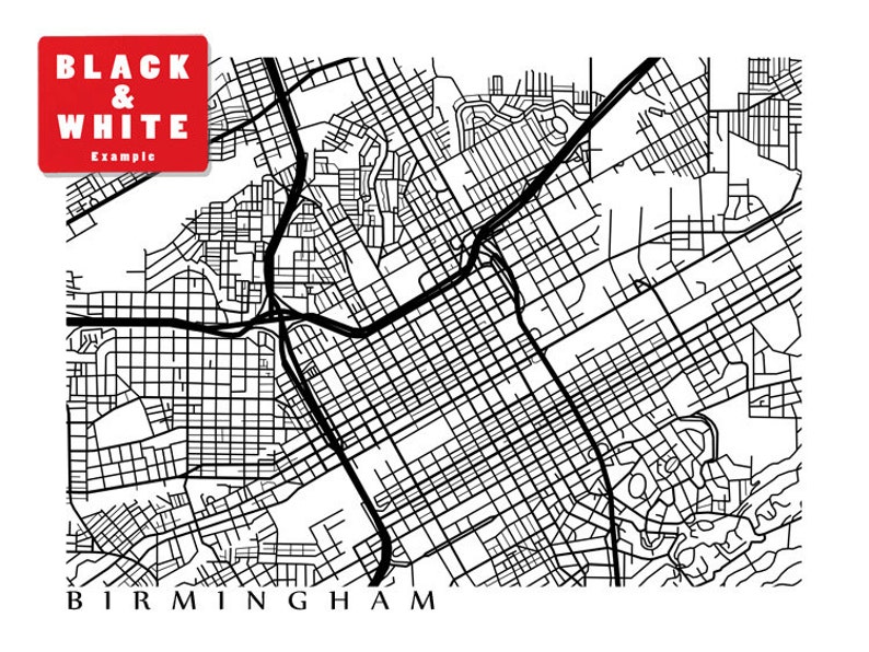 Birmingham Map Print Alabama Poster | Etsy