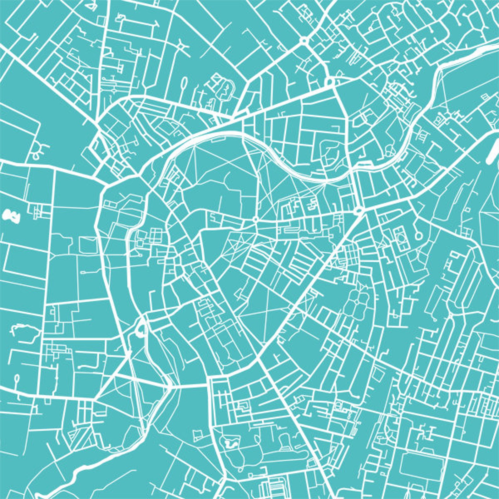 Cambridge Map Print UK Wall Art England Poster - Etsy