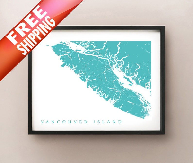 Vancouver Island BC Map Poster Print British Columbia | Etsy