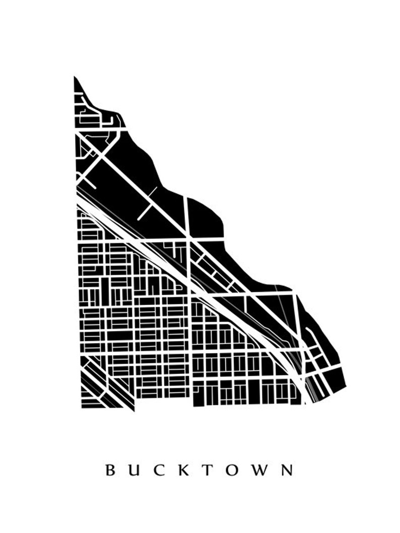 Bucktown Map Chicago Neighbourhood Art Print | Etsy