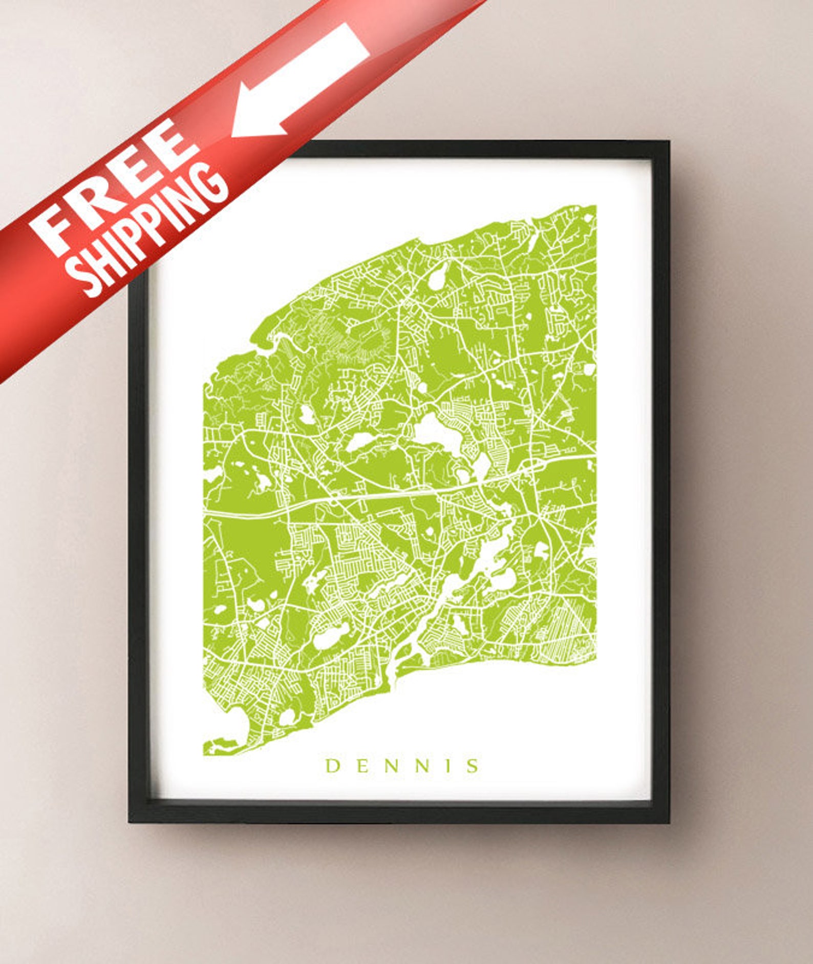 Dennis MA Map Print Dennis & Yarmouth Massachusetts Art | Etsy