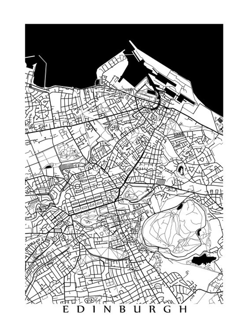 Edinburgh Map Print Black and White Scotland Poster - Etsy