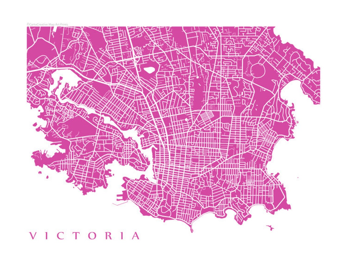 Victoria Map Art BC Canada Poster | Etsy