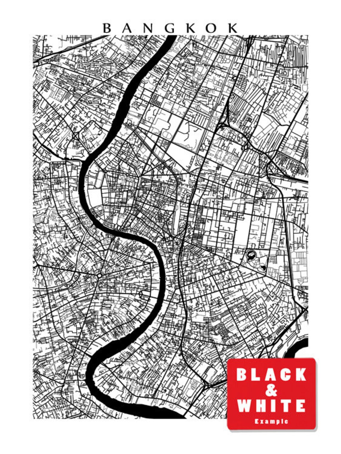Bangkok City Map Art Print - Krung Thep Maha Nakhon - Etsy