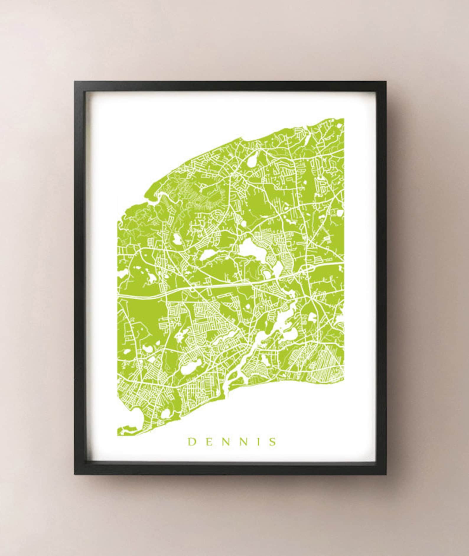 Dennis MA Map Print Dennis & Yarmouth Massachusetts Art | Etsy