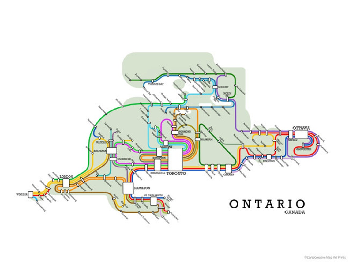 Ontario Metro Subway Map Art Print - Etsy Canada