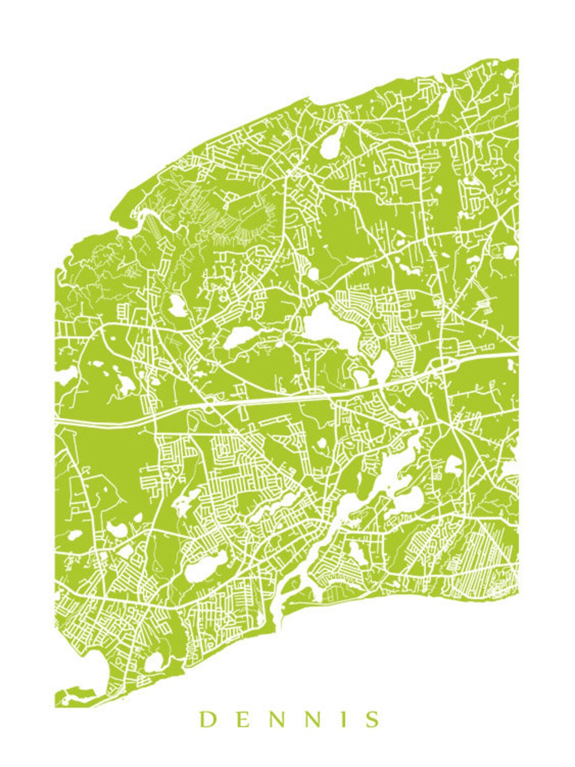 Dennis MA Map Print Dennis & Yarmouth Massachusetts Art | Etsy
