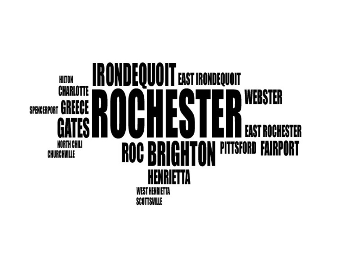 Rochester Typography Map New York Text Art Print | Etsy
