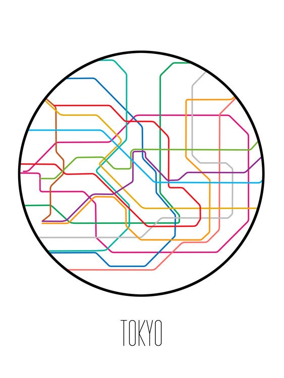 Tokyo, Japan - Minimalist Metro Subway Art Print - 東京メトロ - Etsy
