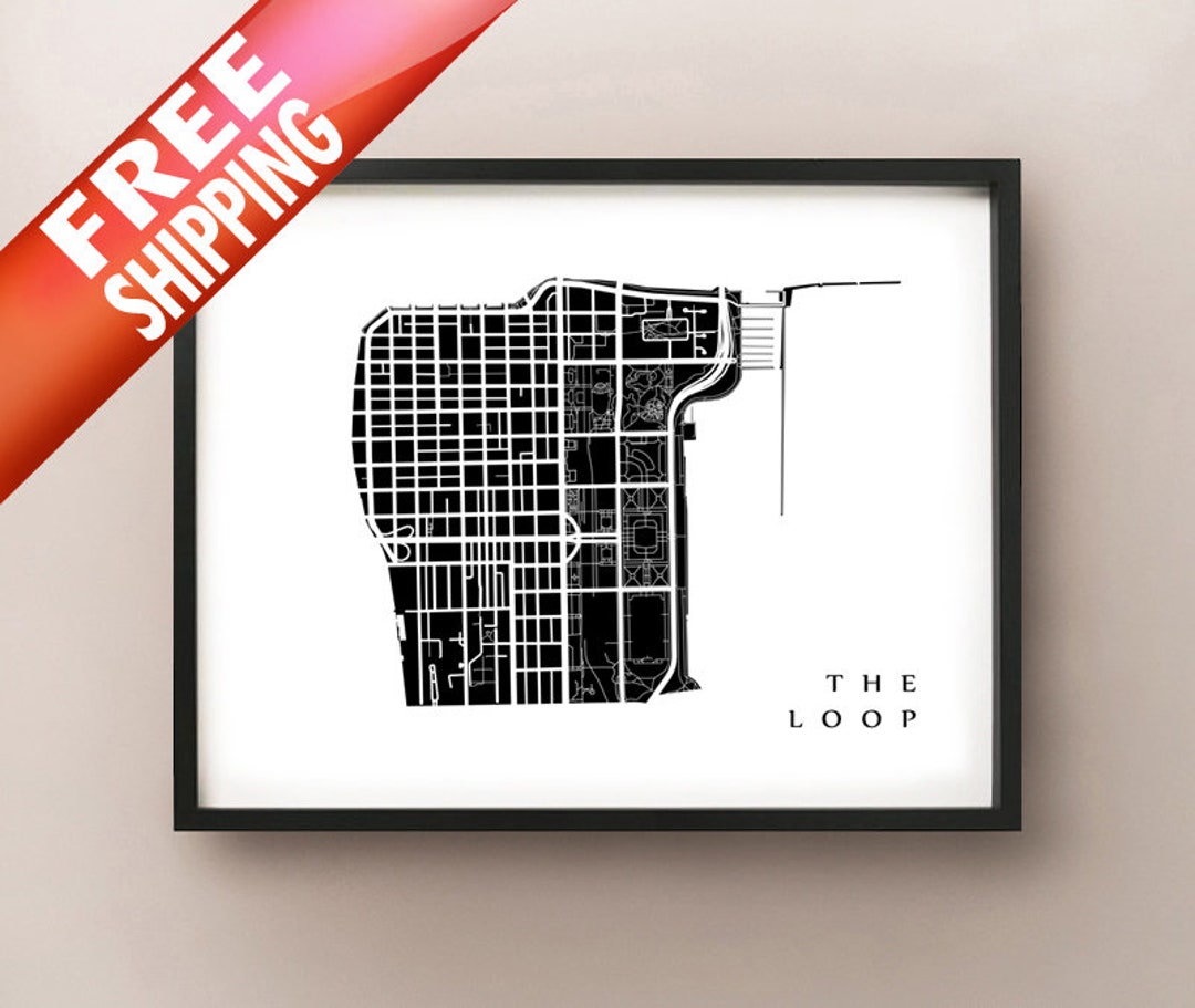 The Loop Map - Chicago Neighbourhood Art Print - Etsy UK