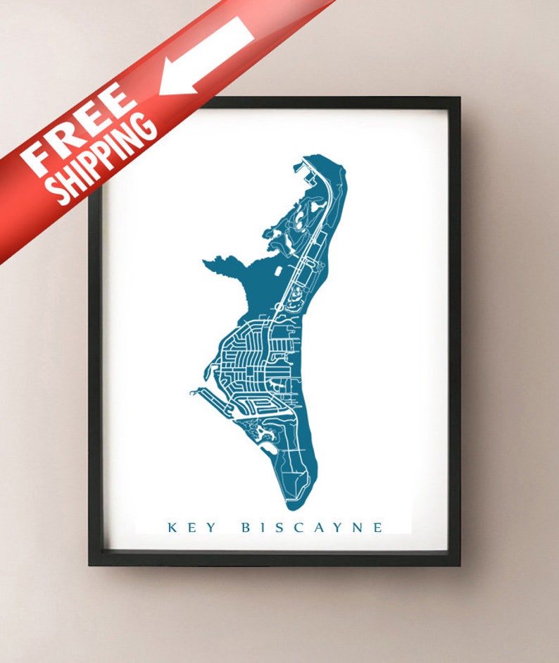Key Biscayne, FL Map Print - Florida Poster - Etsy