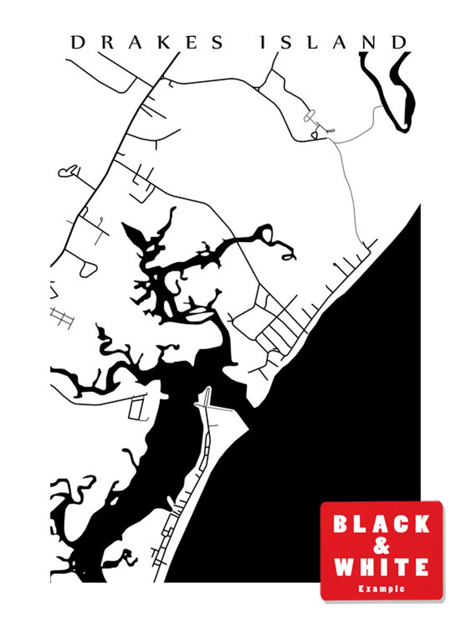 Drakes Island Map Art Choose Your Size and Color Wells | Etsy