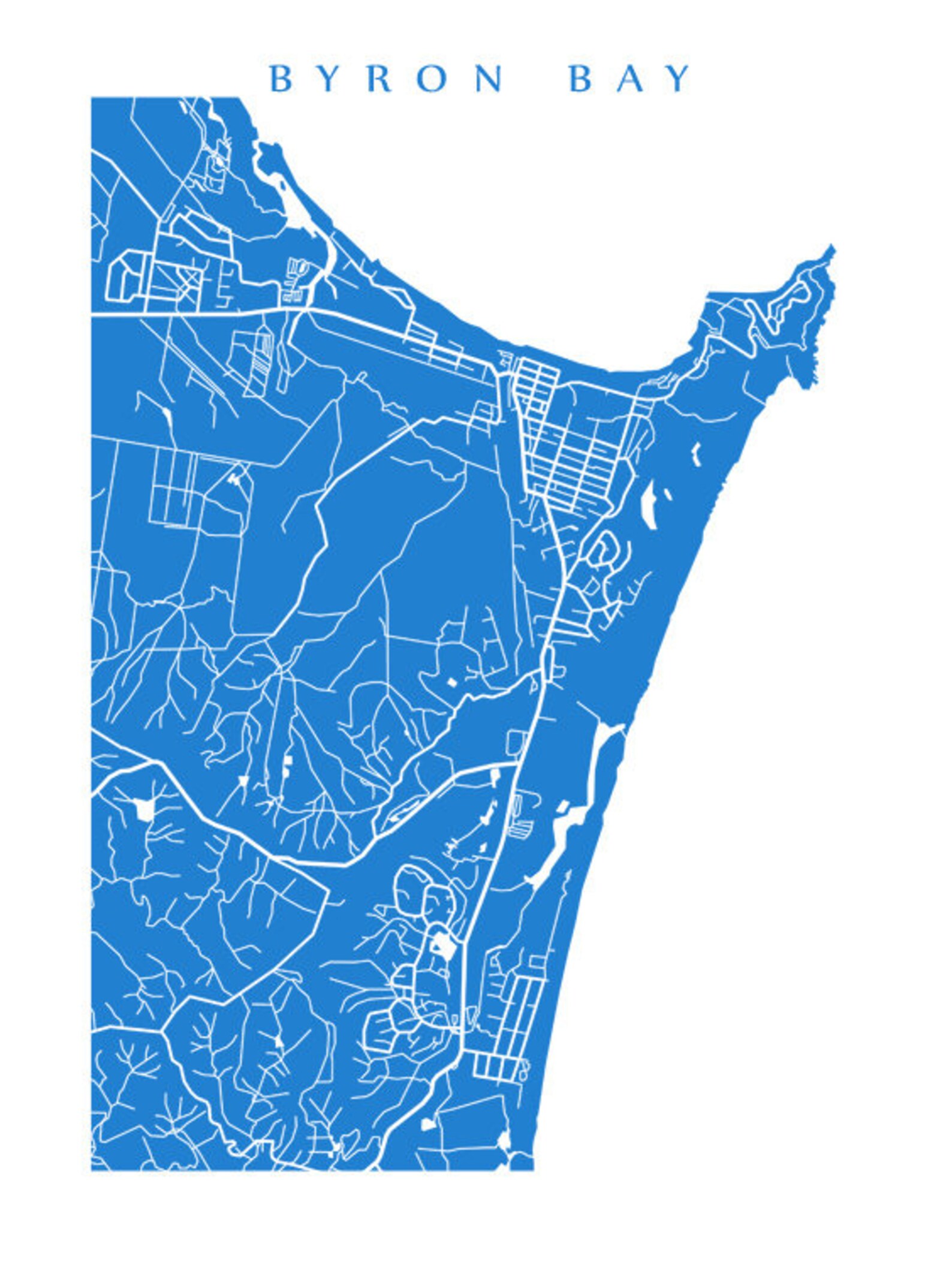 Byron Bay Map Print Australia Poster Art - Etsy UK