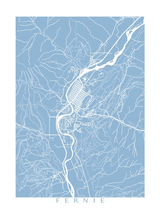 Fernie BC Map Poster Print British Columbia Canada - Etsy Canada