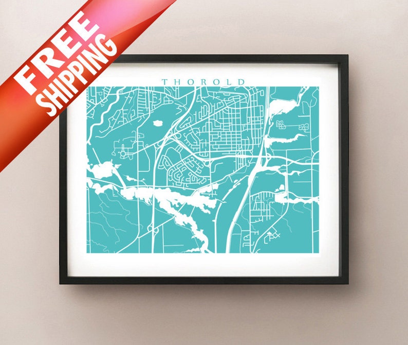 Thorold ON Map Canada Wall Art Ontario Niagara Region | Etsy