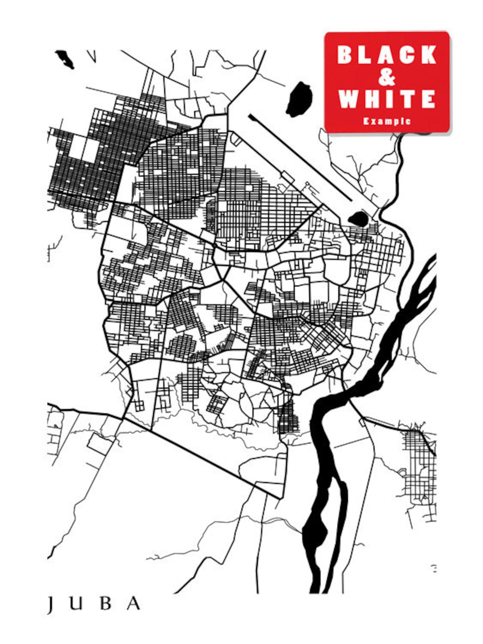 Juba South Sudan Map Print | Etsy
